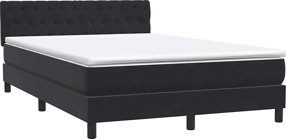 Box spring postel s matrací a LED černá 160x210 cm samet 3317177