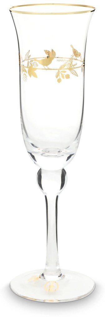 Pip Studio Love Birds sklenice na šampaňské, 235ml (Zlatem zdobené sklenice na šampaňské)