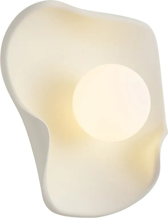 Nástěnná lampa Japandi krémová s bílým sklem - Parel