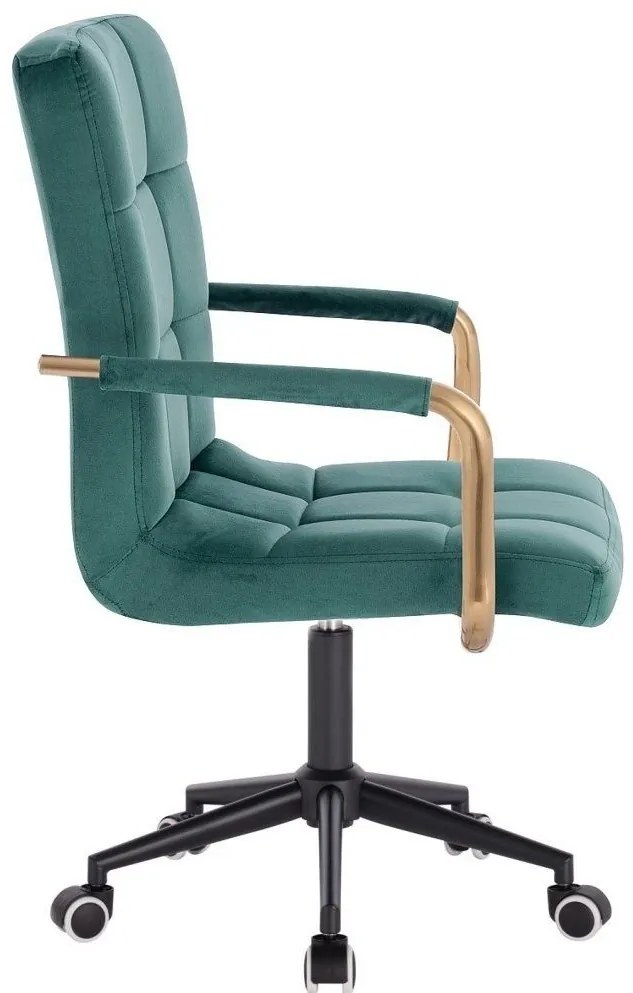 LuxuryForm DESIGN Otočná židle VERONA GOLD VELUR na černé podstavě s kolečky - zelená