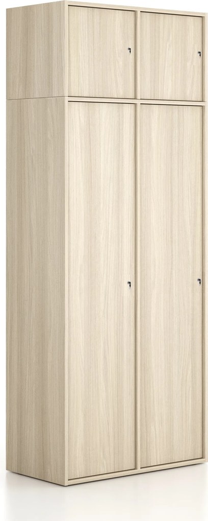Nástavba pro skříně FRAME, 2x dveře, 872 x 450 x 427 mm, cylindrický zámek, dub přírodní