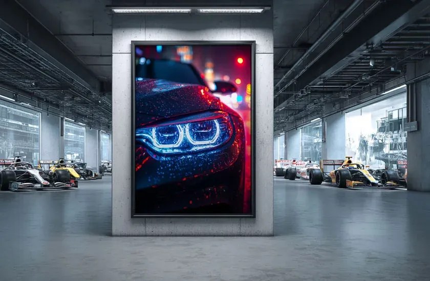 Noční výkon - obraz - Detail sportovního vozu ve městě 31 - 70 x 100 cm - 1 149 Kč