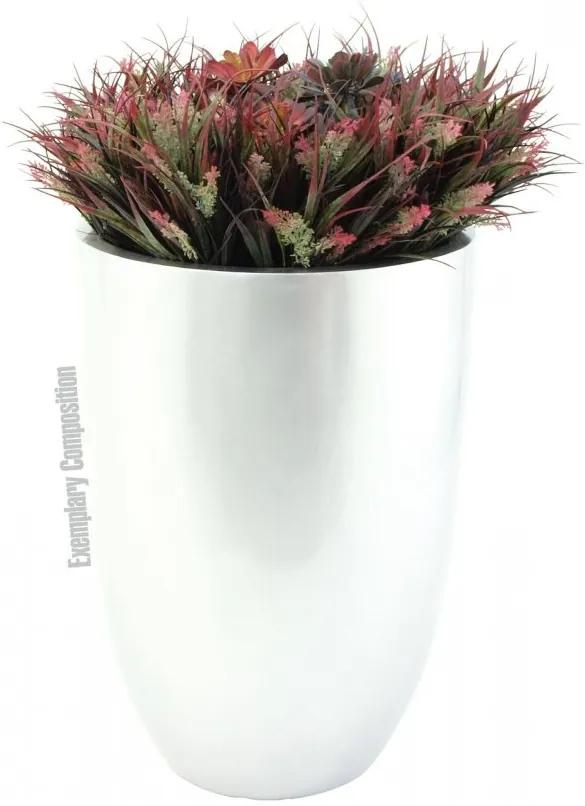 Květináč, 69cm, lesklý-stříbrný