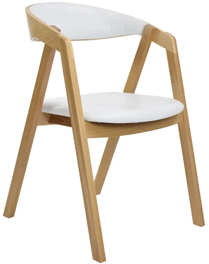 FormWood Přírodní dubové křeslo Henry s bílou koženkou II.