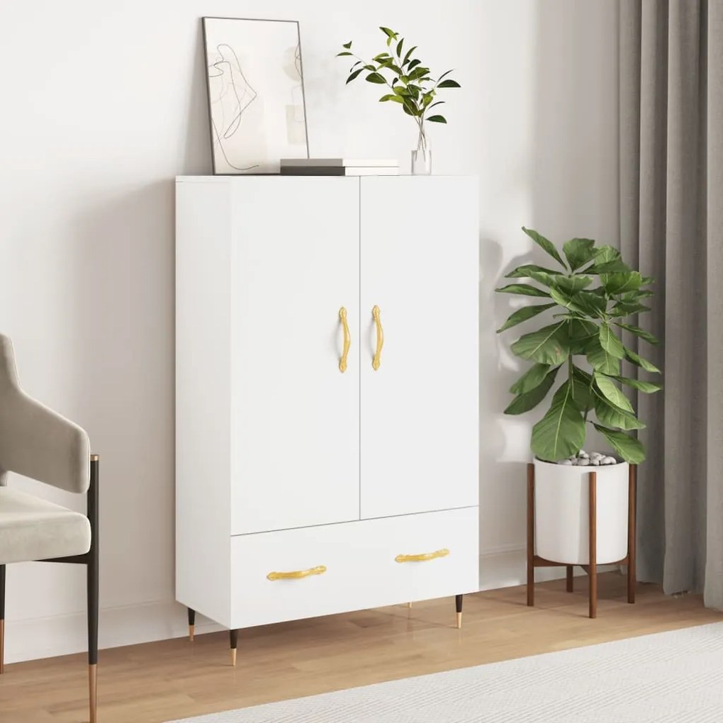 vidaXL Skříň highboard 69,5 x 31 x 115 cm kompozitní dřevo [828212] Barva: bílá s vysokým leskem