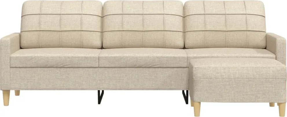 3místná pohovka s podnožkou krémová 210 cm textil 3278251