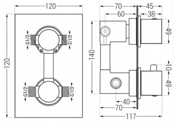 Sprchový set podomítkový MEXEN CUBE DR02 25 cm chrom