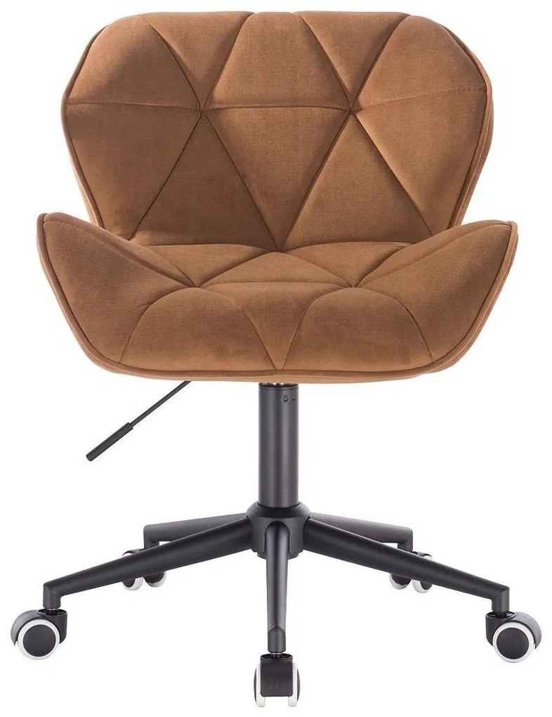 LuxuryForm DESIGN Otočná židle MILANO VELUR na černé podstavě s kolečky - medová