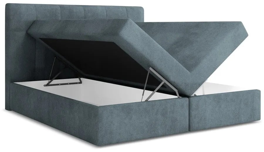 Světle modrá boxspring postel s úložným prostorem 160x200 cm Palta – Makamii