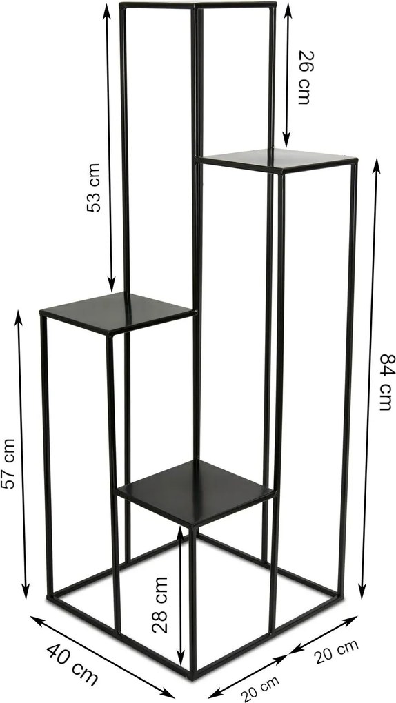 STOJAN NA KVĚTINÁČ KASKADA2 110X40X40 CM ČERNÁ