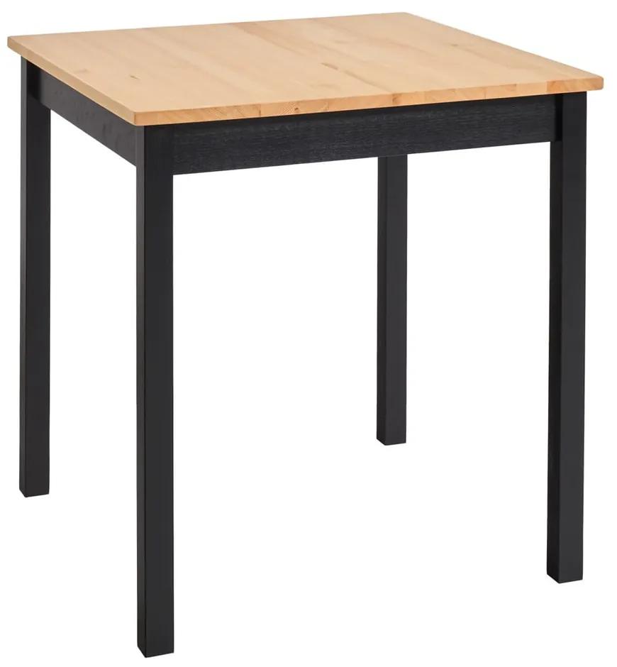 Jídelní stůl z borovicového dřeva s černou konstrukcí Bonami Essentials Sydney, 70 x 70 cm