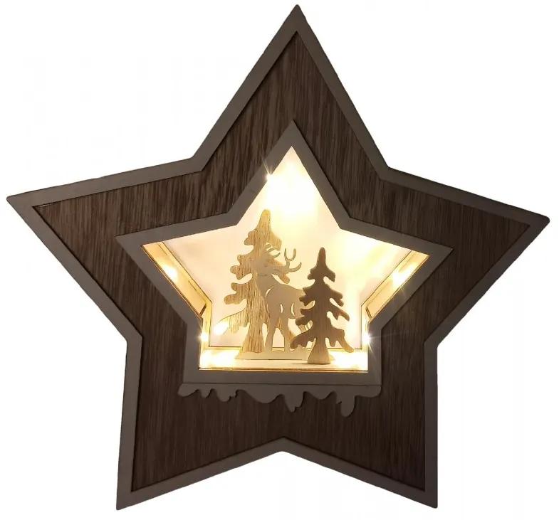 Vánoční LED dřevěná hvězda, SOB a LES