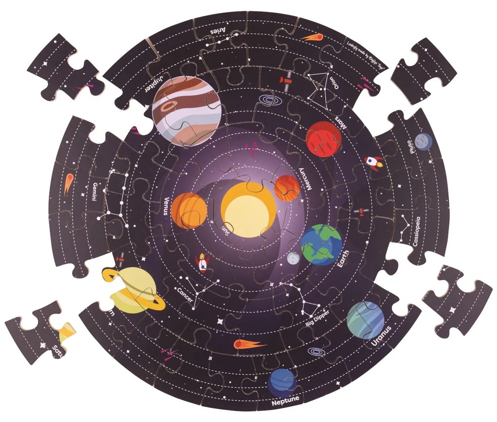 Bigjigs Toys Kulaté podlahové puzzle Sluneční soustava 50 dílků