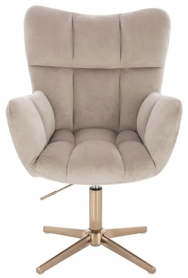 LuxuryForm DESIGN Otočné křeslo AURORA VELUR na zlatém kříži - latte