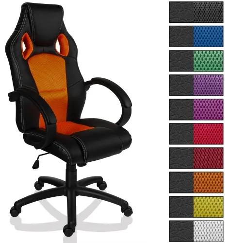 Luxusní kancelářská židle ve sportovním designu, oranžová / černá