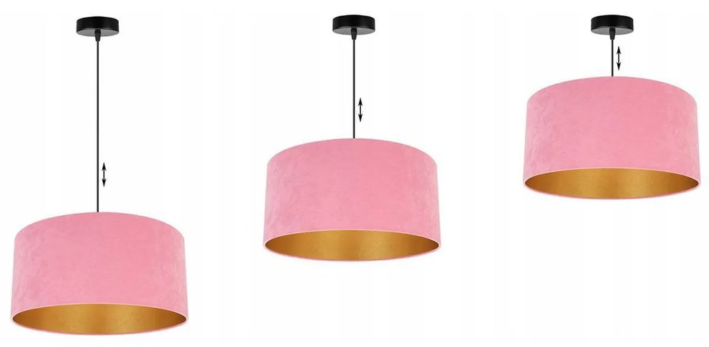 Závěsné svítidlo Mediolan, 1x růžové/zlaté textilní stínítko, (výběr ze 2 barev konstrukce), (fi 40cm)