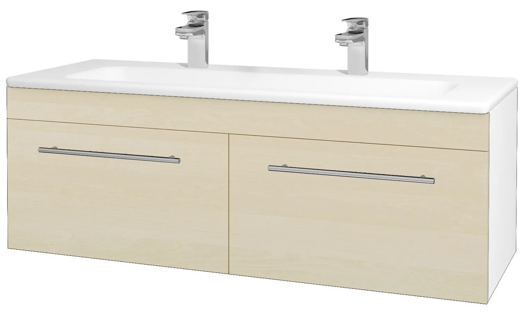 Dřevojas Koupelnová skříň ASTON SZZ2 120 Varianta: M01 Bílá mat / Úchytka T01 / M01 Bílá mat