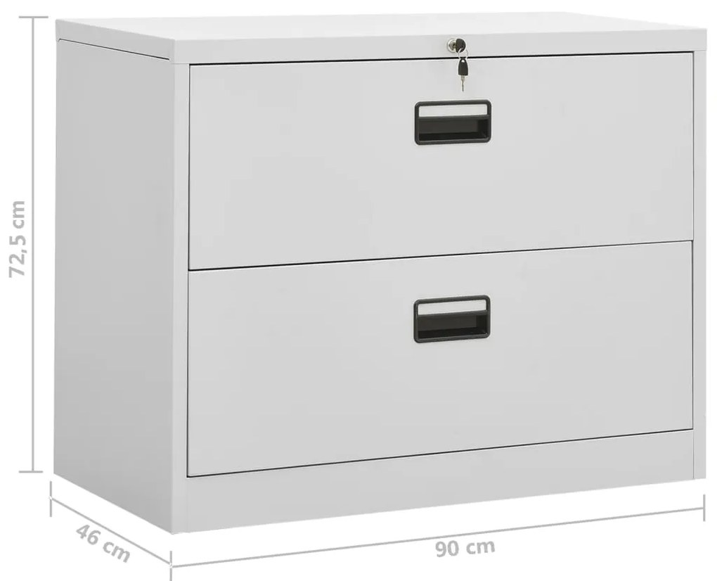 Kancelářská skříň světle šedá 90 x 46 x 72,5 cm ocel - Default Title