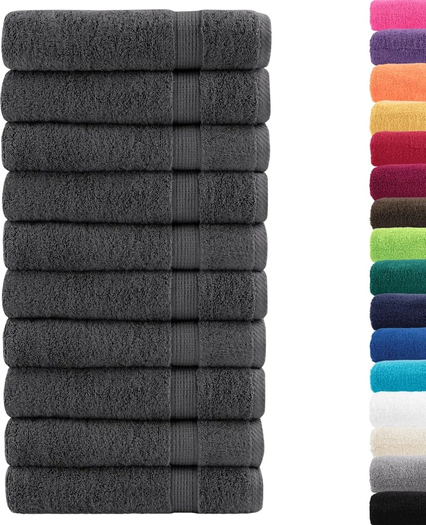 Prémiové ručníky do sprchy SOLUND 10 ks antracitové 70x140 cm 600 g/m² 137162