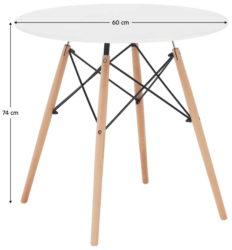 Kondela Jídelní stůl, bílá / buk, průměr 60 cm, Gamin NEW 60