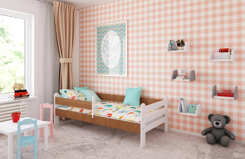 BabyBeds Dětská postel RYSIO Velikost postele: 160x80 cm, Barevné provedení: Ořech, Úložný prostor: Ne, bez úložného prostoru Bílá