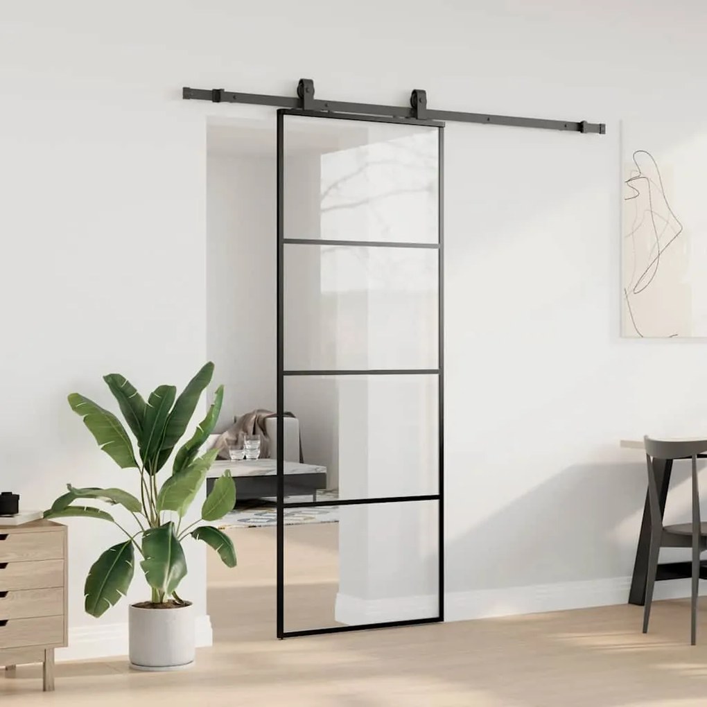 Posuvné dveře se sadou kování černé 76x205 cm ESG Glass 3375856