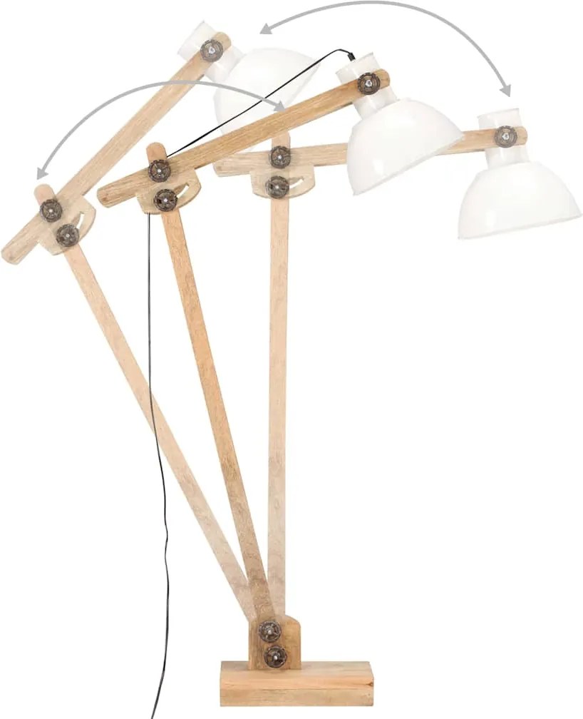 Stojací lampa bílá masivní mangovníkové dřevo E27 320582