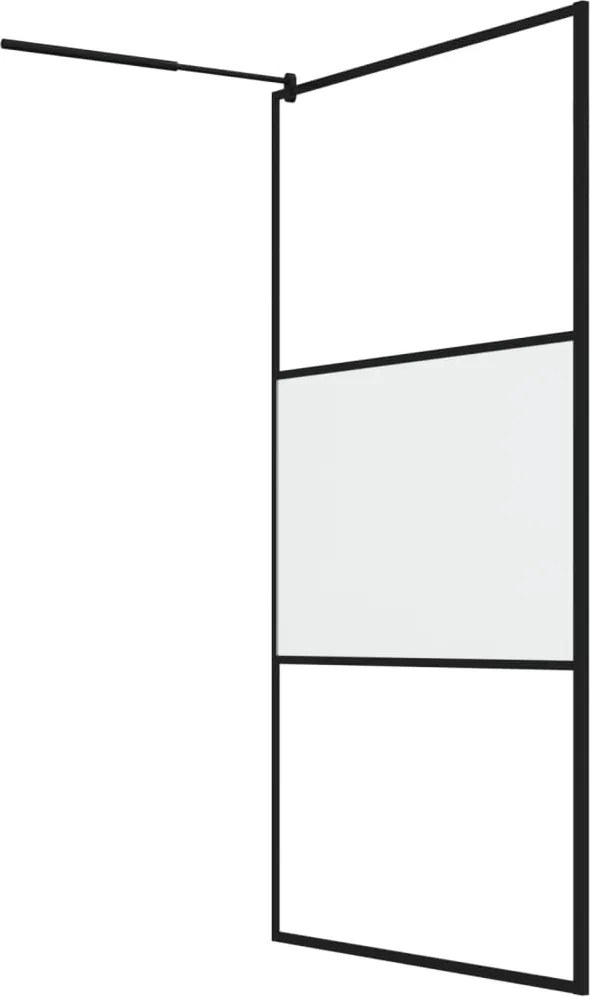 Zástěna do průchozí sprchy s policí černá 115x195 cm ESG/hliník 3185483