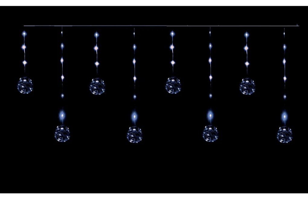 Vánoční světelný závěs s 8 zářivými koulemi z mikro řetězu, 3m, 156 LED, různé barvy na výběr Barva: Modrá