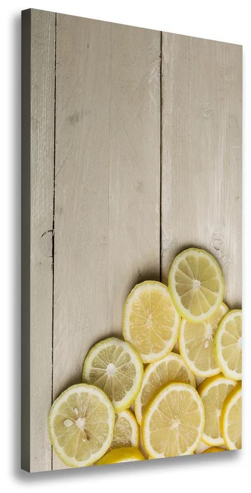 Wallmuralia Foto obraz na plátně Citrony na dřevě 50x100 cm