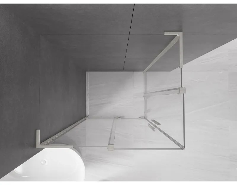 Mexen Velar L Duo, sprchový kout s posuvnými dveřmi 90 x 80 cm, 8mm čiré sklo, broušená ocel, 871-090-080-02-03-97
