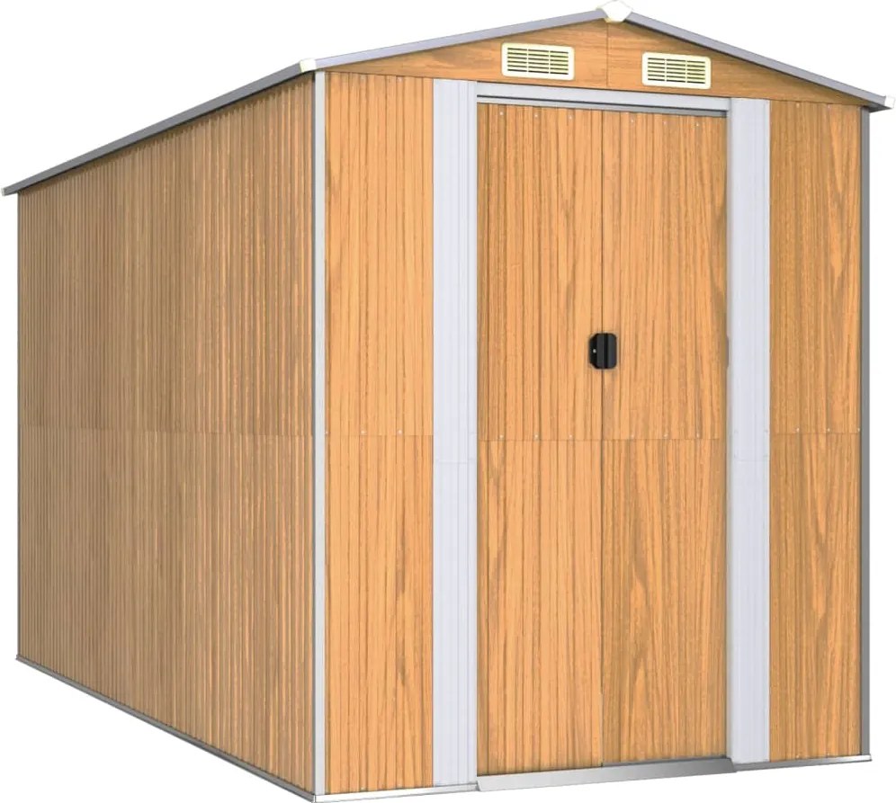 Zahradní kůlna světle hnědá 192 x 357 x 223 cm pozinkovaná ocel 3147473