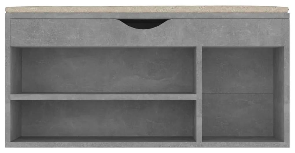 Botník s poduškou betonově šedý 104 x 30 x 49 cm dřevotříska - Default Title