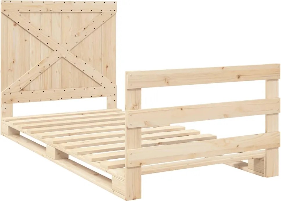 Rám postele s čelem 100 x 200 cm masivní borové dřevo 3281575