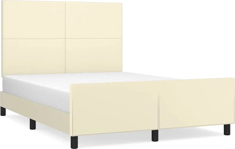 Rám postele s čelem krémový 140x190 cm umělá kůže 3125447