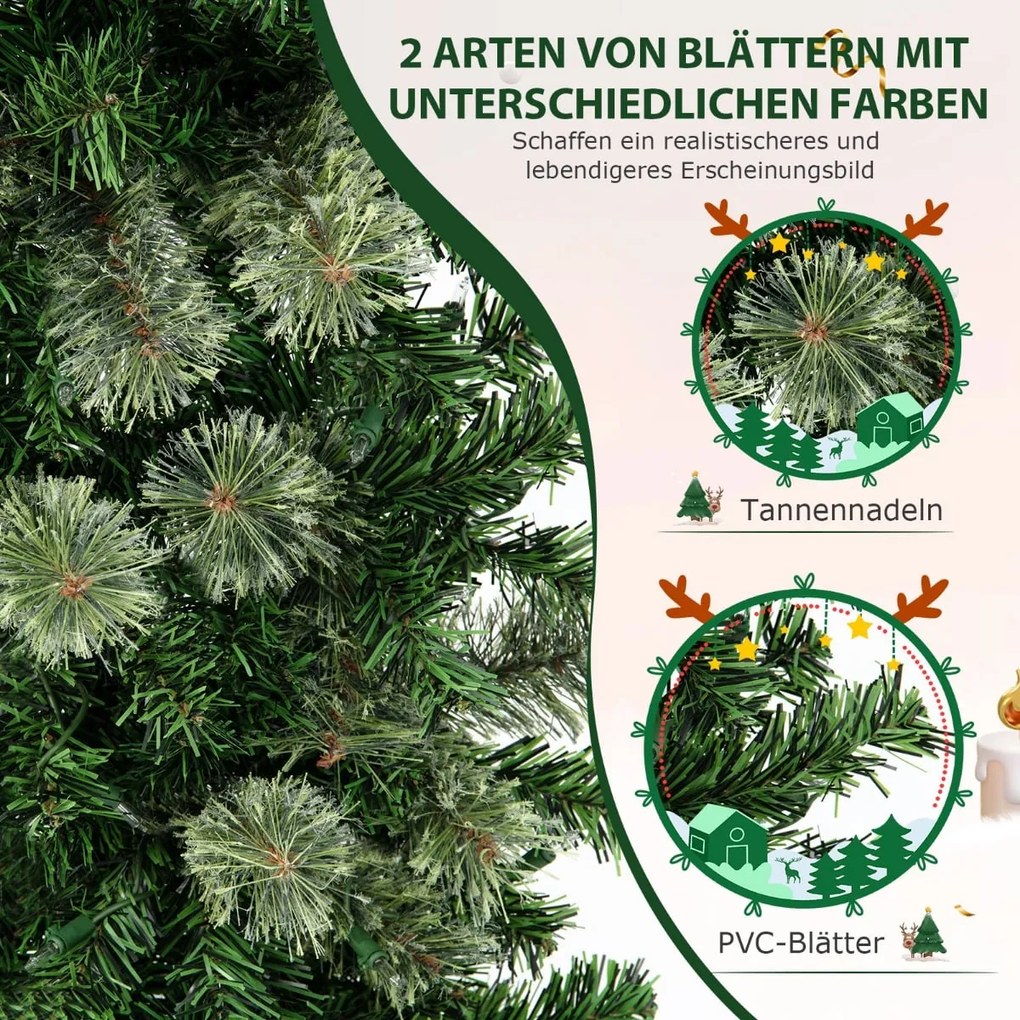 Costway 210 cm Pre-Lit Half Tree Vánoční strom Half Umělý strom, zelený