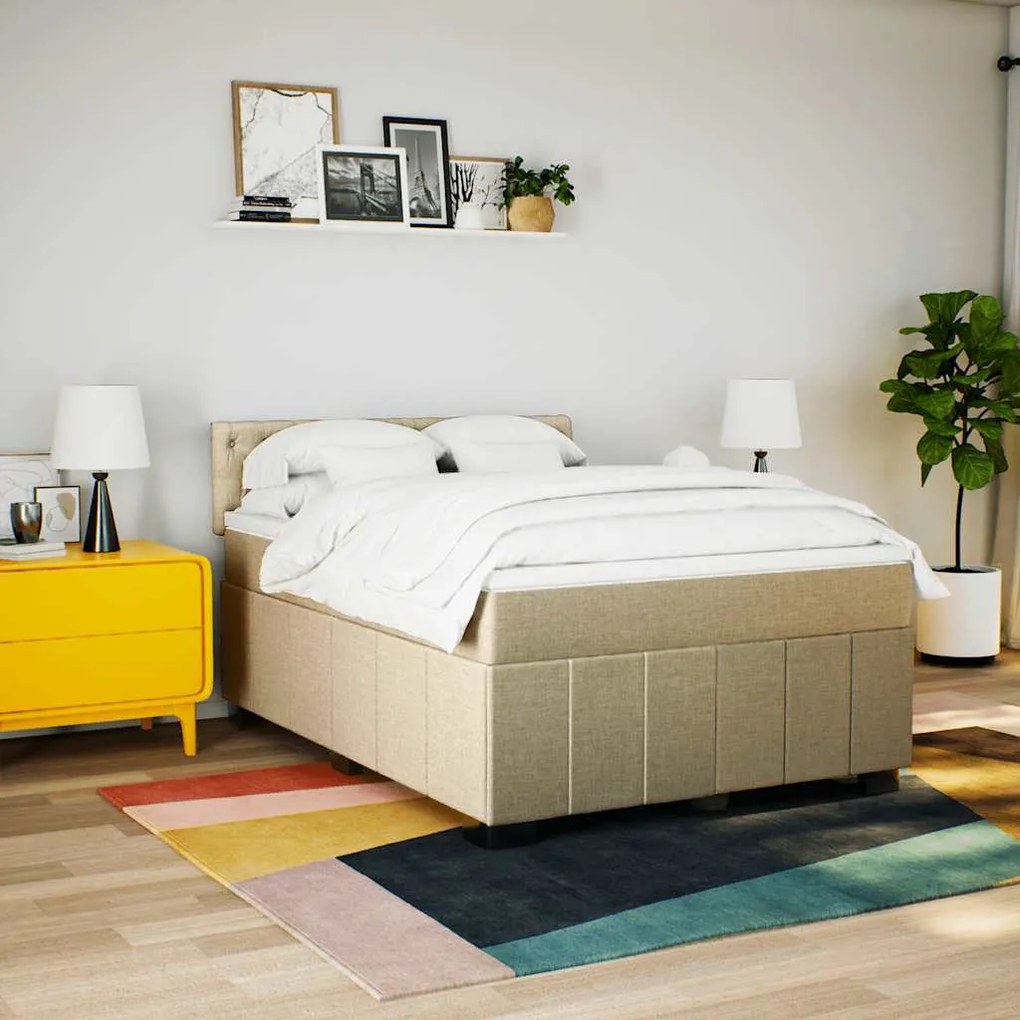 Box spring postel s matrací krémová 140x190 cm textil 3287075