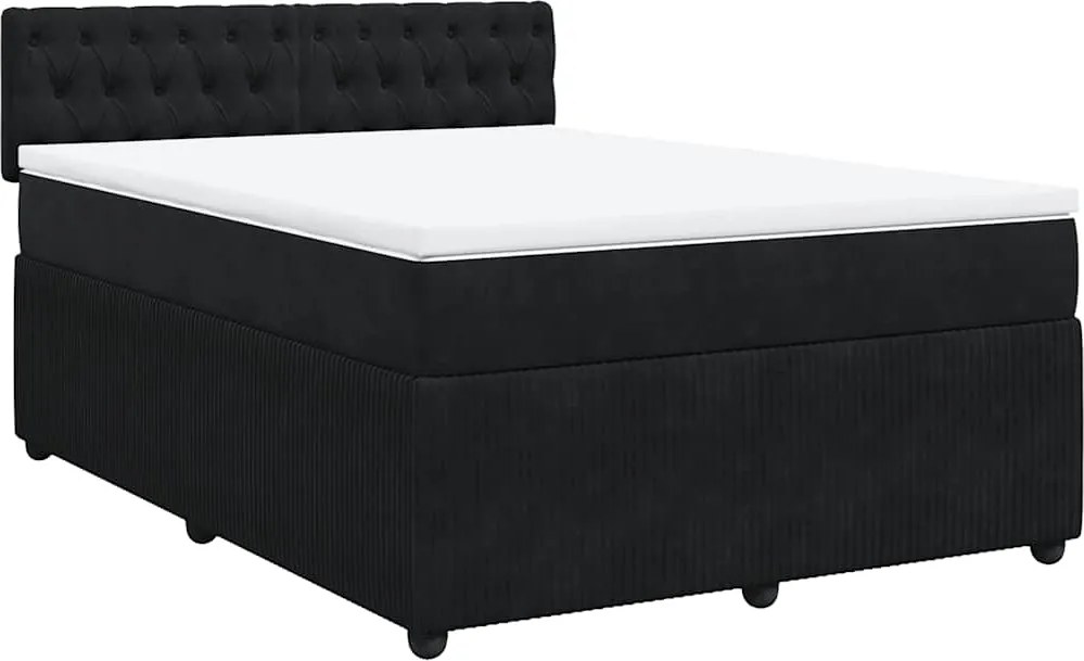 Box spring postel s matrací černá 140x200 cm samet 3290066