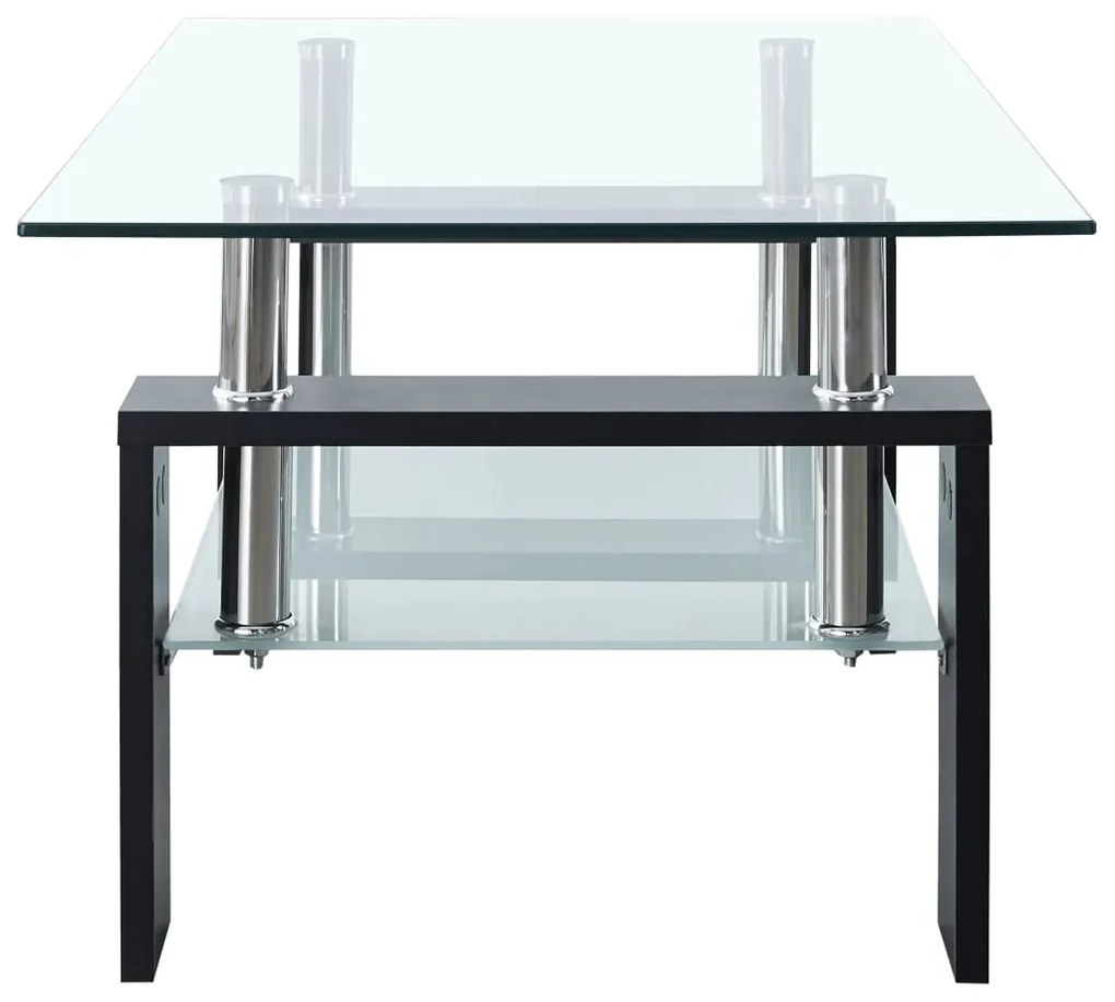 Konferenční stolek černý a průhledný 95x55x40 cm tvrzené sklo - Default Title
