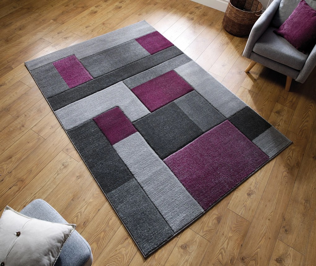 Flair Rugs koberce Kusový koberec Hand Carved Cosmos Purple/Grey - 120x170 cm