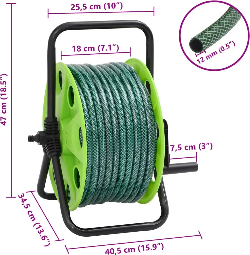 Volně stojící zelený hadicový naviják s 20m hadicí PVC 3281514