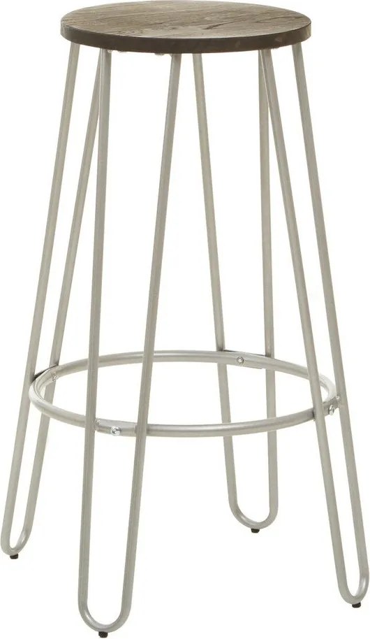 Barová stolička z jilmového dřeva ve stříbrné barvě/v přírodní barvě (výška sedáku 75 cm) District – Premier Housewares