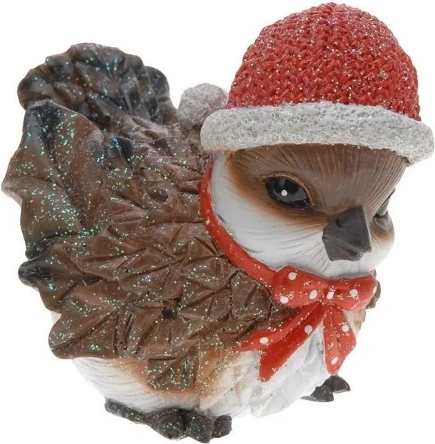 Vánoční ptáček s červenou čepičkou 12 cm