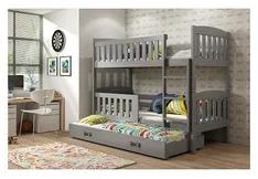 Dětská patrová postel KUBUS s výsuvnou postelí 80x190 cm - grafit Modrá
