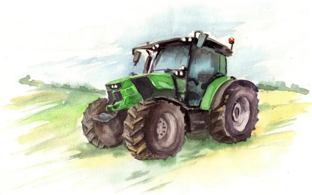 Fototapeta Traktor Malovaný Akvarelem Omyvatelný vlies 208x146