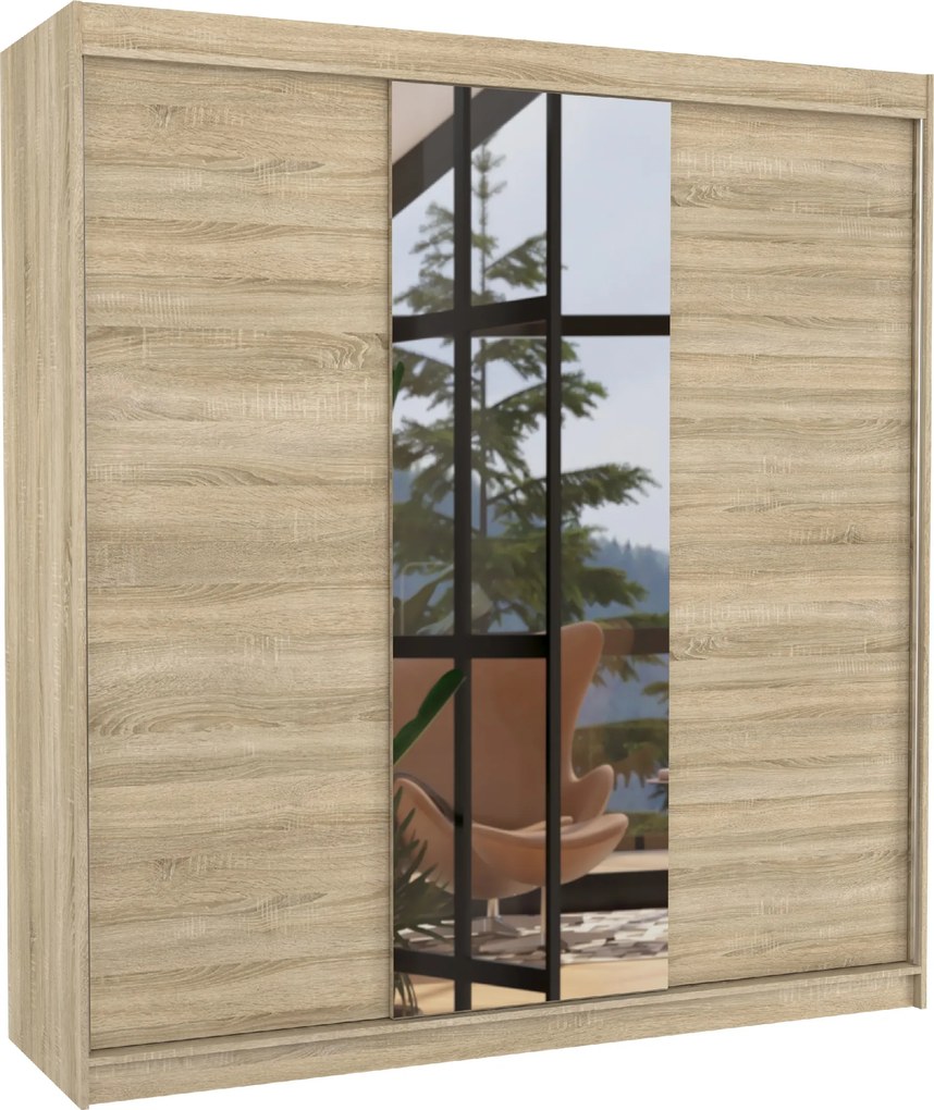 ADRK Furniture Posuvná skříň se zrcadlem SANTIAGO 200 ADRK-SW-SAN-S-200
