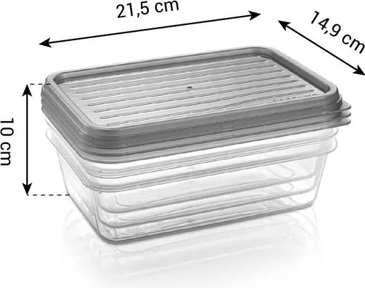 TESCOMA Dózy s víkem 4FOOD 1,35 l, 3 ks