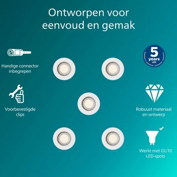 Philips - SADA 5x Podhledové svítidlo PERIDOT 1xGU10/7W/230V bílá