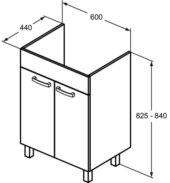 Ideal Standard Tempo Skříňka pod umyvadlo 60x44x74 cm, dub pískový E3239OS