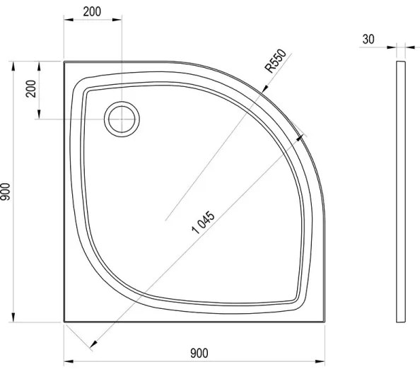 Ravak XA237711010B - Sprchová vanička čtvrtkruhová ELIPSO 90x90 cm bílá